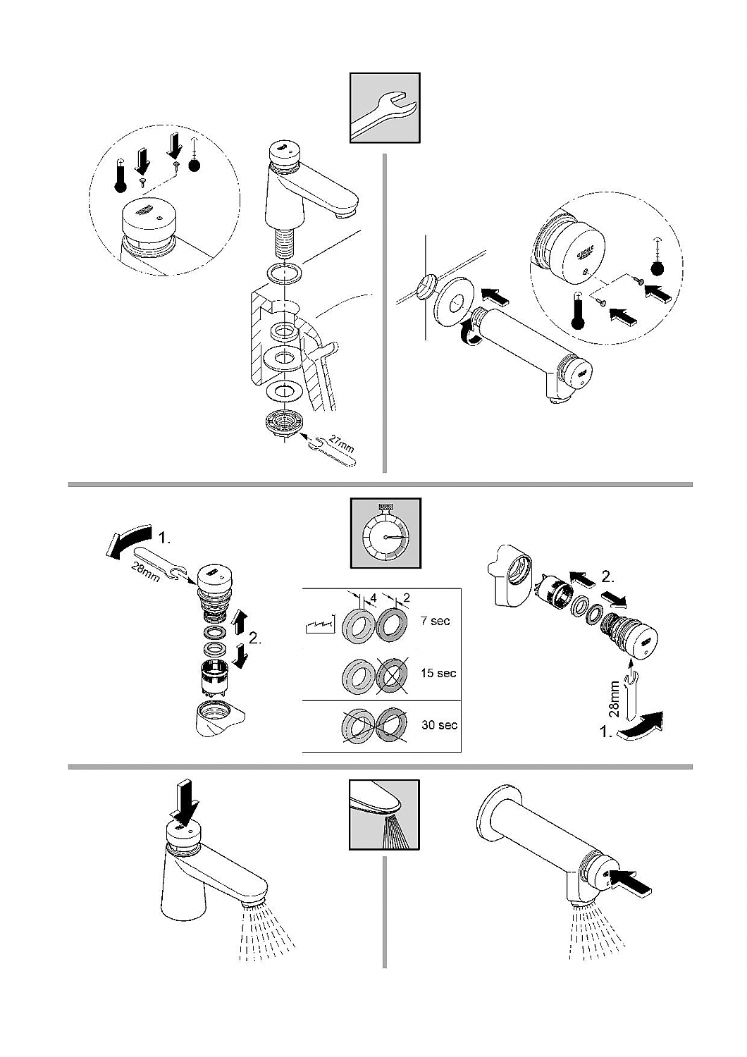 Grohe Euroeco Cosmopolitan T tapkraan zelfsluitend 1/2" blauw/rood ...