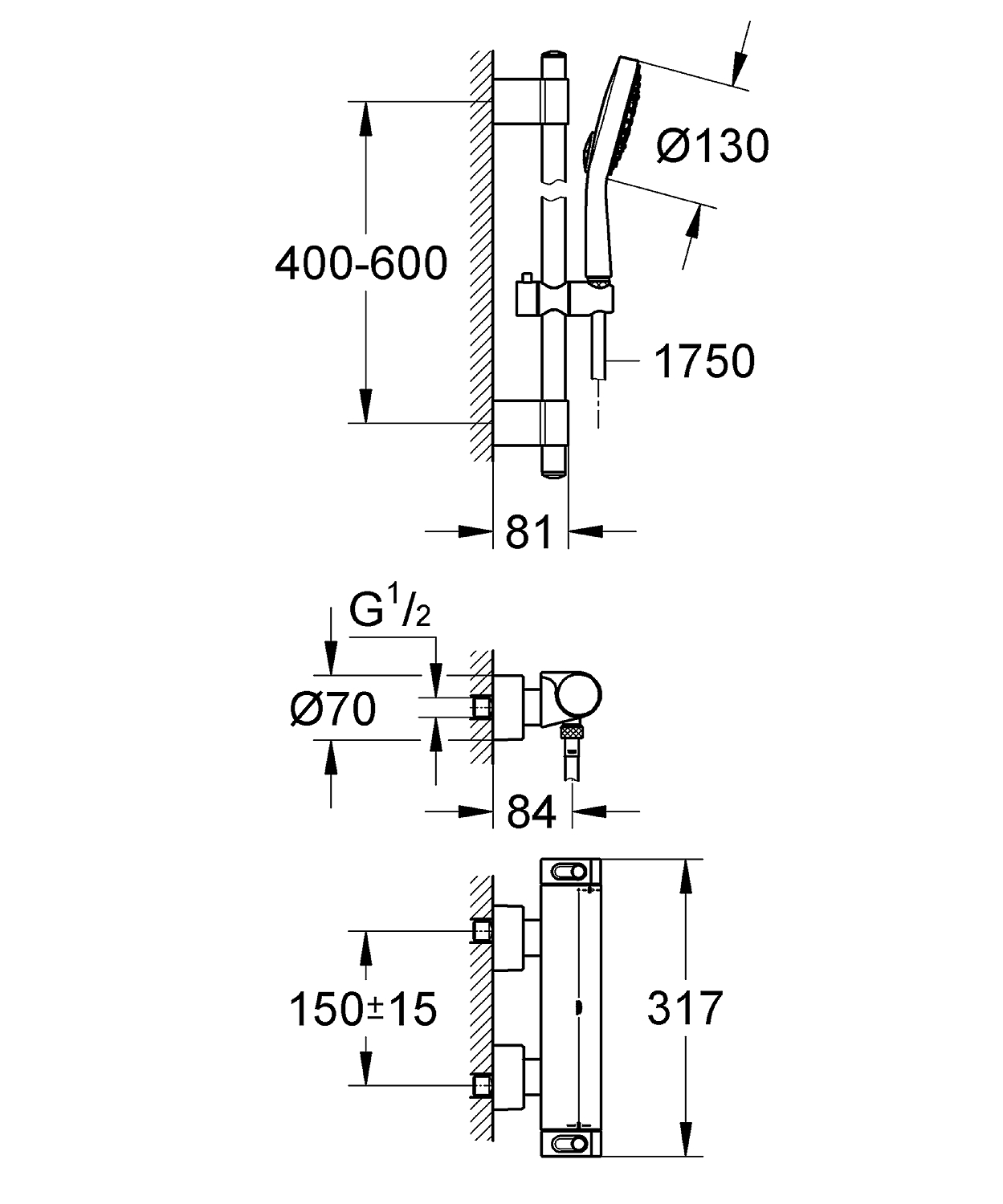 Grohe Grohtherm 2000 douchethermostaat met douchegarnituur 34281001 ...