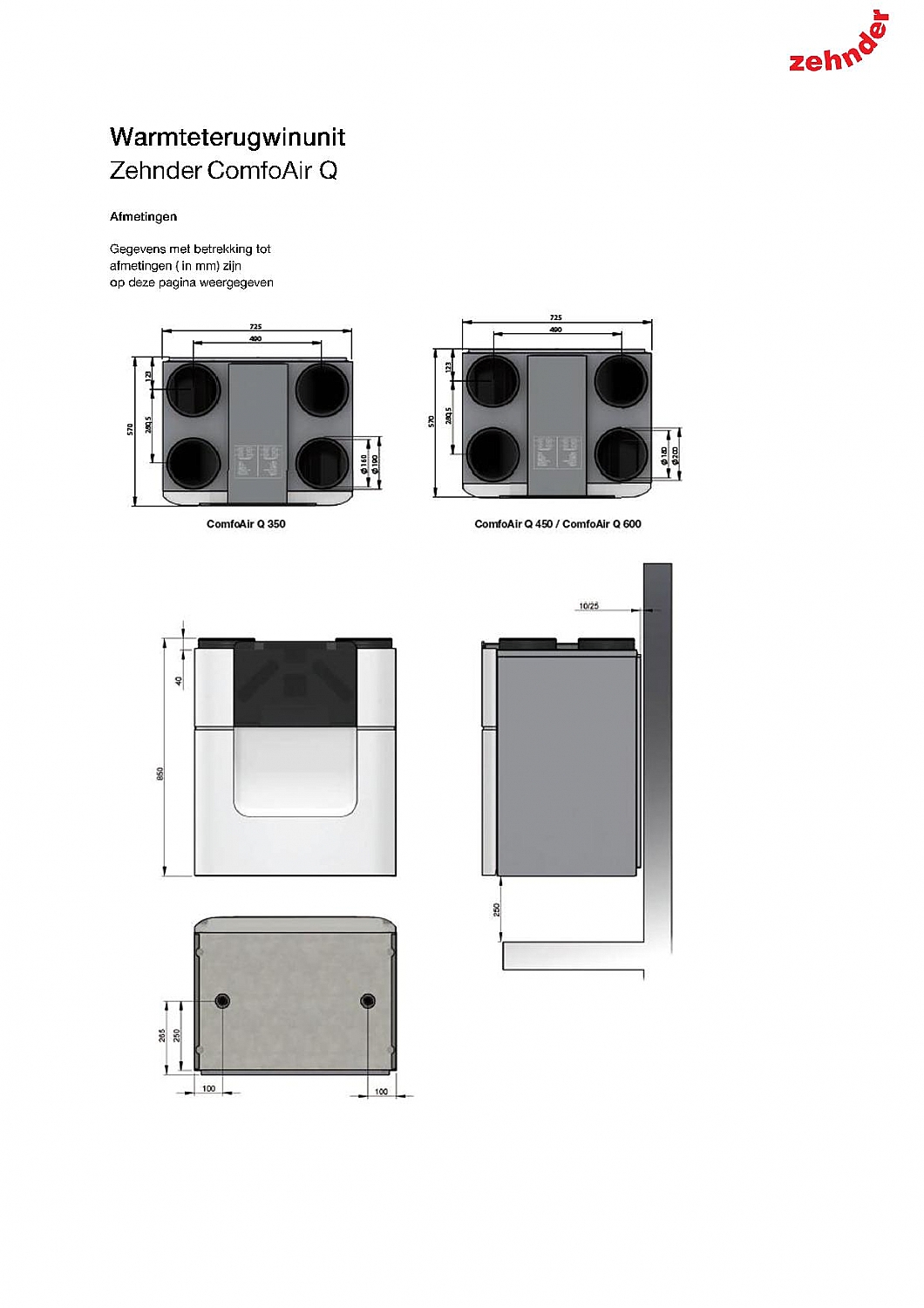 Zehnder ComfoAir Q450 R VV ST voor rechter uitvoering 471502061 | Sanispecials.nl
